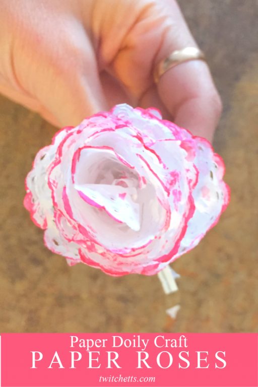 How to make paper doily flowers: an easy rose craft - Twitchetts