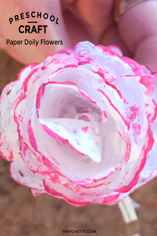 How to make paper doily flowers: an easy rose craft - Twitchetts