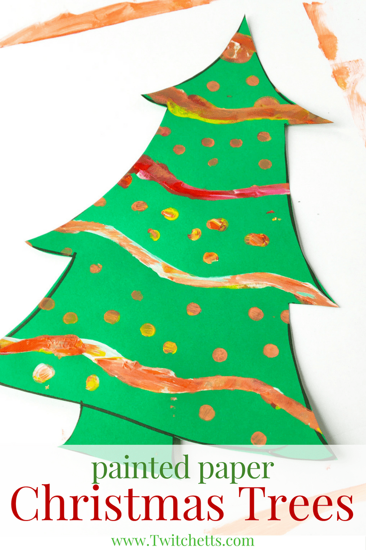How to make painted Christmas tree art with kids - Twitchetts