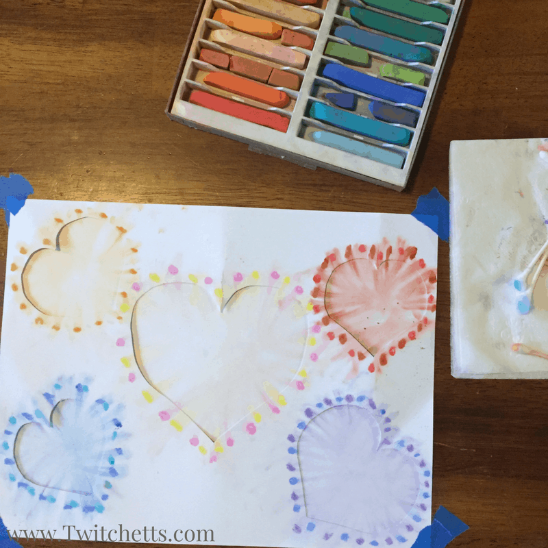 How to make a beautiful soft pastels heart art with your kids - Twitchetts