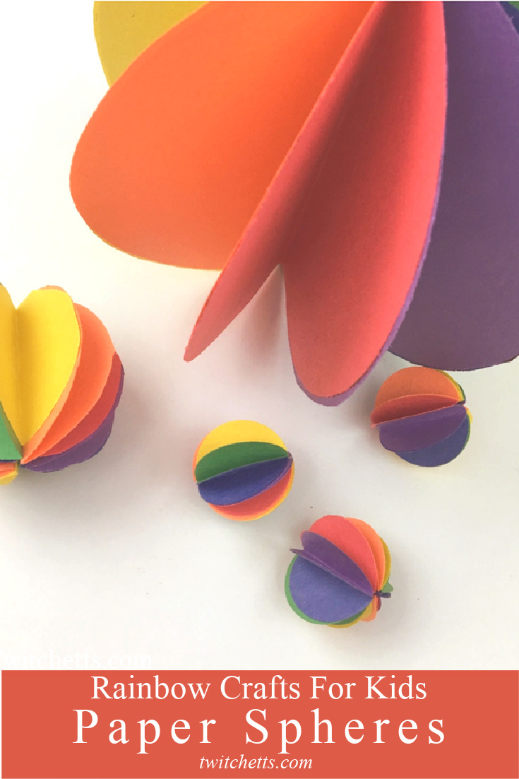 How to make rainbow paper spheres with construction paper - Twitchetts