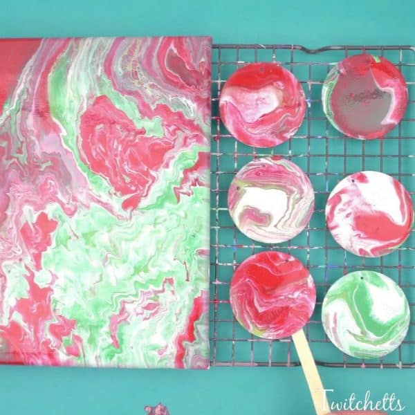 How to make acrylic poured Christmas ornaments the easy way!