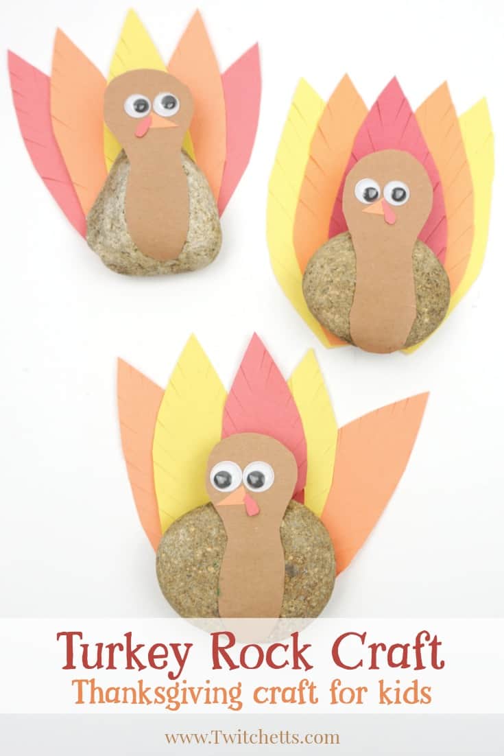 How to make a fun turkey rock craft using construction paper - Twitchetts