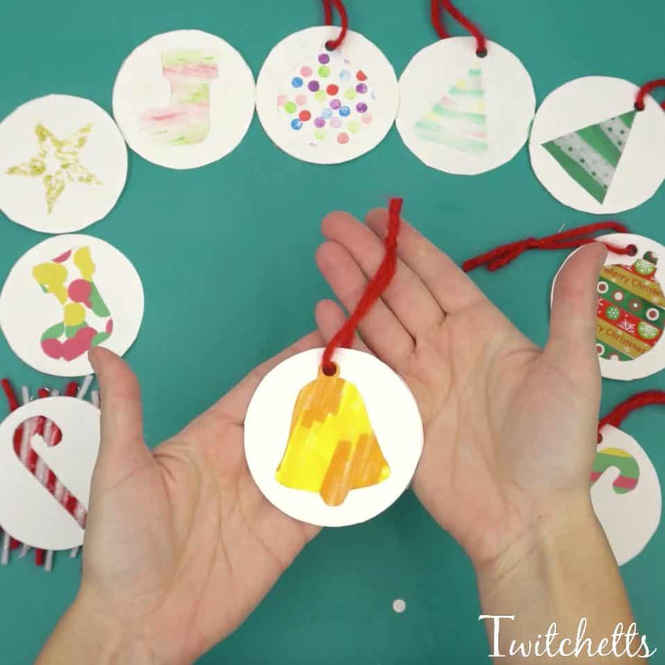 3 easy classroom Christmas ornament crafts made with 1 template