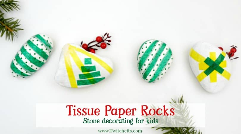 Tissue Paper Christmas Rocks ~ Tissue Paper Crafts for Kids - Twitchetts