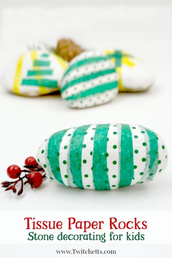 How to make Tissue Paper Christmas Rocks with kids - Twitchetts