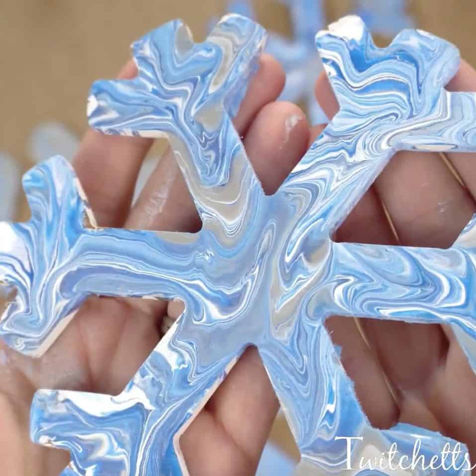 Pour Painted Snowflake Decorations ~ Winter Art For Kids - Twitchetts