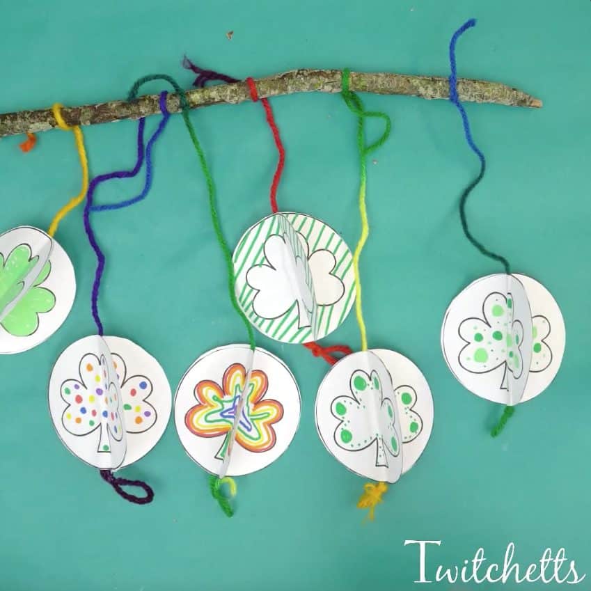 How to make a 3D paper shamrock mobile with our shamrock template