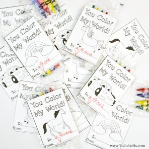 Printable Valentine's Day Cards to Color ~ You Color My World!