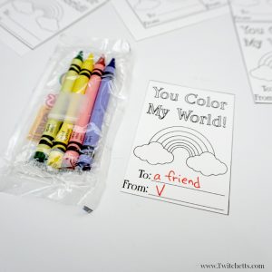 Printable Valentine's Day Cards to Color ~ You Color My World!