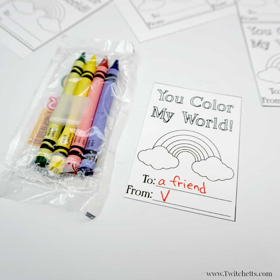 Printable Valentine's Day Cards to Color ~ You Color My World!