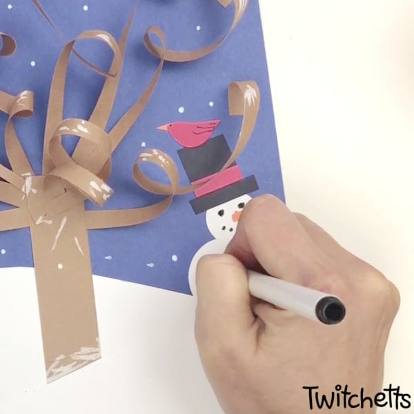 How to make a 3D winter tree craft with construction paper - Twitchetts