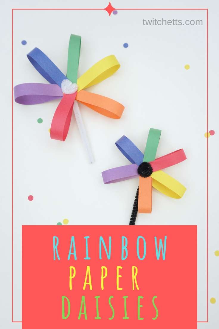 How to make an easy paper daisy using rainbow colors! - Twitchetts