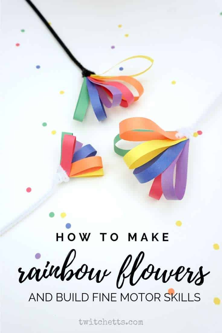 How to use rainbow paper flowers to build fine motor skills - Twitchetts