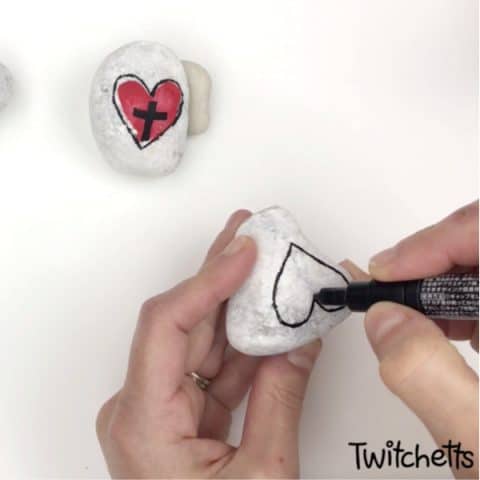 How to make this easy cross rock painting idea for kids - Twitchetts