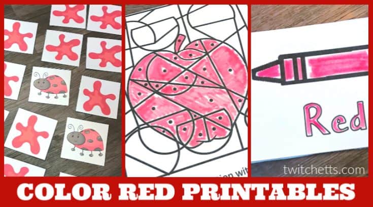 Color red worksheets for preschool - Twitchetts