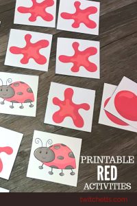 Color red worksheets for preschool - Twitchetts