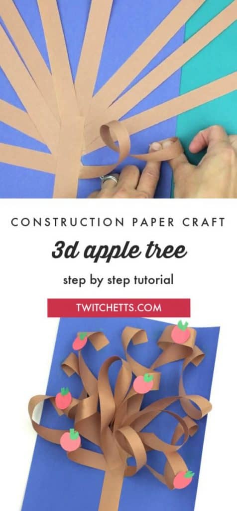 How to make a 3D apple tree craft using construction paper - Twitchetts