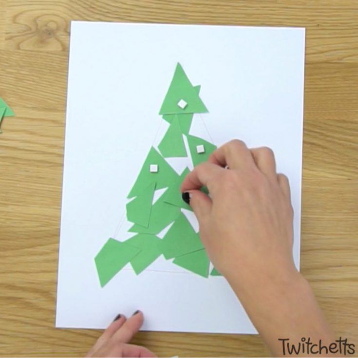 How To Make A 3D Paper Christmas Tree using spacers - Twitchetts