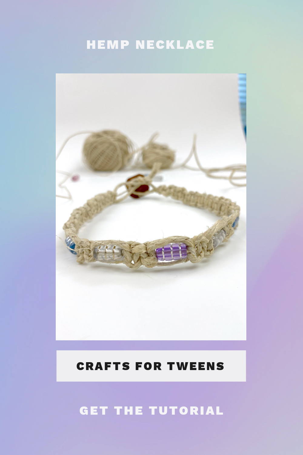 How to make a hemp choker necklace with square knots and beads