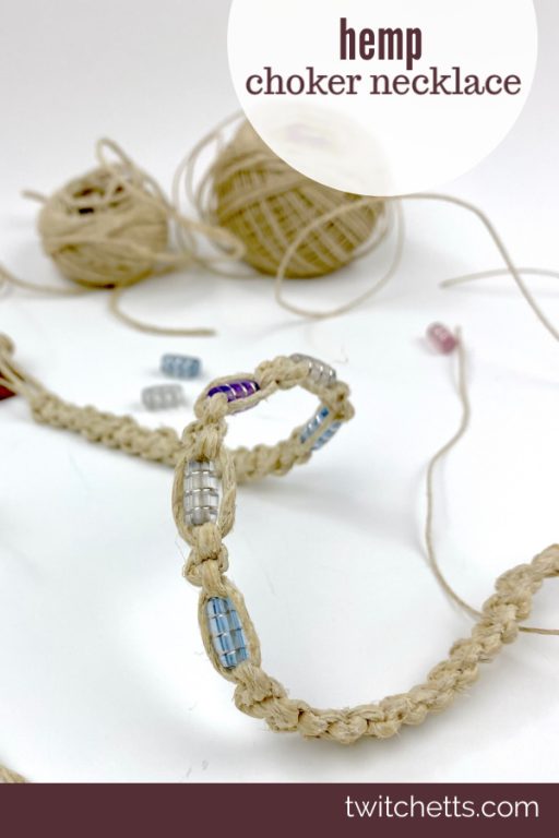 How to make a hemp choker necklace with square knots and beads
