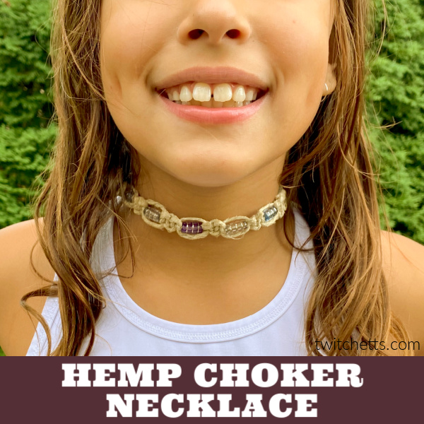 How to make a hemp choker necklace with square knots and beads