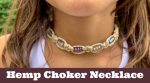 How to make a hemp choker necklace with square knots and beads